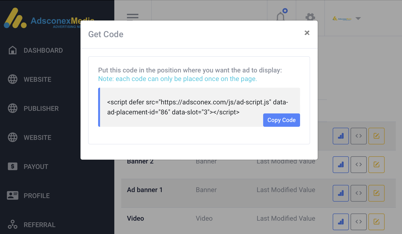 How to Insert Adsconex Ad code in your WordPress Website?